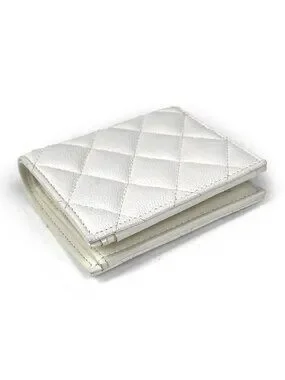 CHANEL | Bags | Sold Chanel Cc Logo Bifold Wallet Caviar Leather White ...